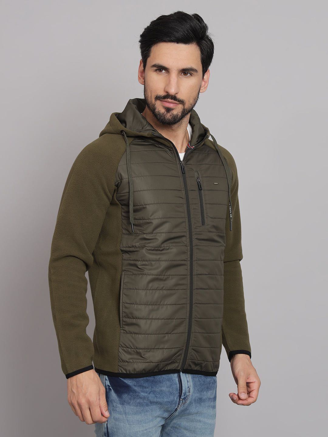 Olive Front Zipper Jacket