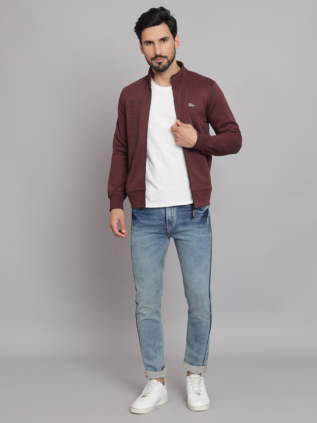 Maroon Front zipper Jacket
